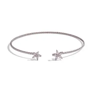 EBRU JEWELRY Twin Blossom Woven Collar Necklace - Silver