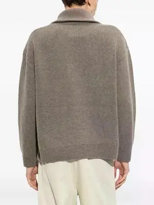 FRAME Retro Ribbed-knit Half-zip Sweater