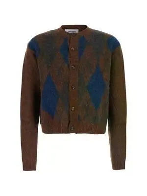 TONYWACK Argyle-intarsia Crew-neck Cardigan