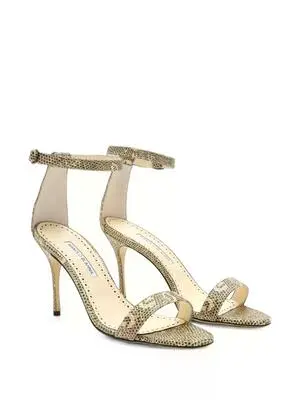 Manolo Blahnik Chaos Snakeskin-effect Leather Sandals - Neutrals