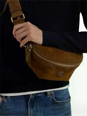Ralph Lauren Perforated Suede Belt Bag - Brown
