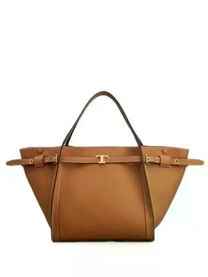 TOD'S T Signature Shopping Bag In Leather Small - Brown