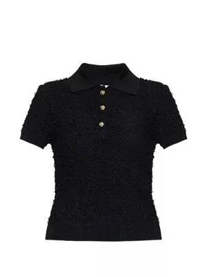 Balmain Tweed Short-sleeve Polo Shirt - Black