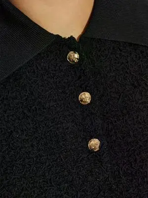 Balmain Tweed Short-sleeve Polo Shirt