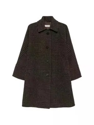 Alberto Biani Check-pattern Coat - Brown