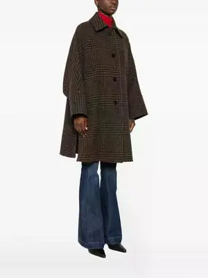 Alberto Biani Check-pattern Coat - Brown