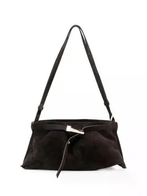 Benedetta Bruzziches Lauren Buckle-fastening Suede Shoulder Bag - Brown