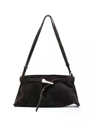 Benedetta Bruzziches Lauren Buckle-fastening Suede Shoulder Bag - Brown