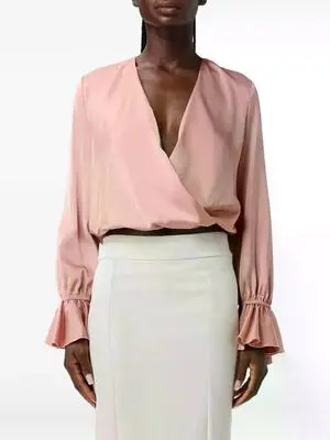HANITA Wrap-style Ruffled-cuff Top - Pink