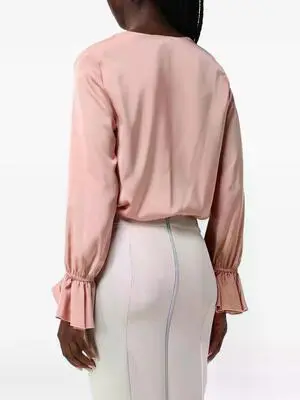 HANITA Wrap-style Ruffled-cuff Top