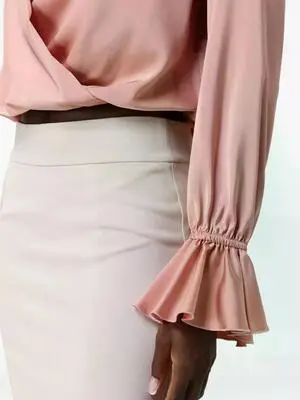 HANITA Wrap-style Ruffled-cuff Top
