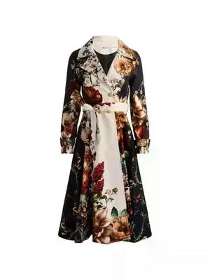 Alice + Olivia Ellie Floral-print Trench Coat - Black