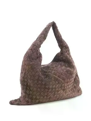 Bottega Veneta Hop Intrecciato Suede Large Hobo Bag - Brown