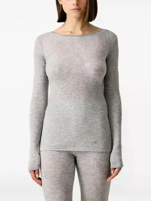 Chantelle Ribbed-knit Long-sleeve Top Loungewear - Grey