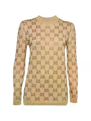 Gucci 2018 Gg Rhinestone-embellished Sweater - Brown