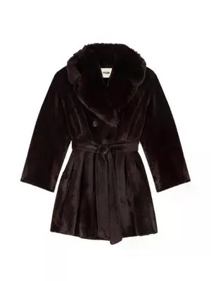 Maje Belted Shawl-collar Coat - Brown