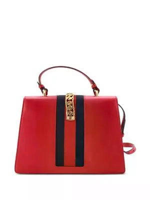 Gucci Sylvie Top Handle Bag Leather Medium Satchel - Red