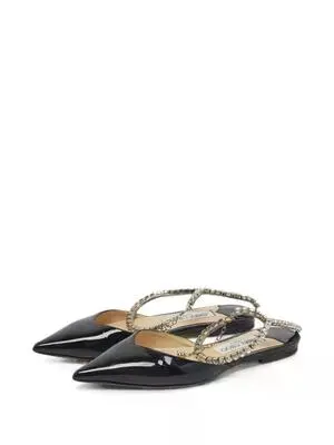 JIMMY CHOO Saeda Crystal-embellished Flat Mules - Black