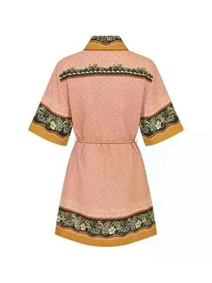 ALEMAIS Darcey Paisley-print Belted Mini Shirt Dress