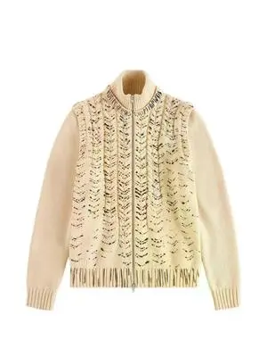 MAISON MARGIELA Ink-print Zipped Cardigan - Neutrals
