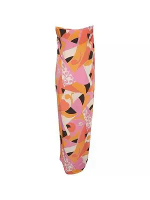 ELLA LUNA Abstract-print Strapless Flared Maxi Dress