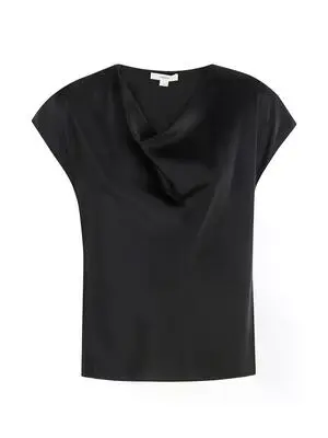 Vince Cowl-neck Silk Blouse - Black