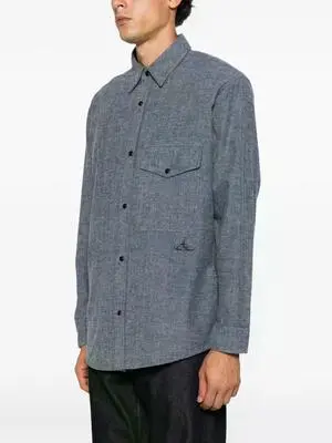 Stone Island Logo-embroidered Chest-pocket Shirt