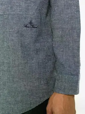 Stone Island Logo-embroidered Chest-pocket Shirt
