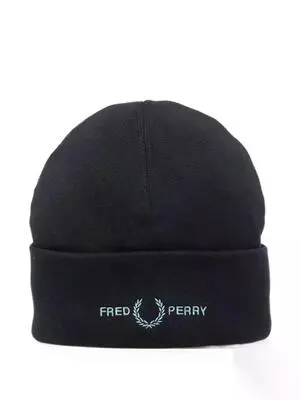 Fred Perry Logo-embroidered Turn-up Beanie Hat - Blue
