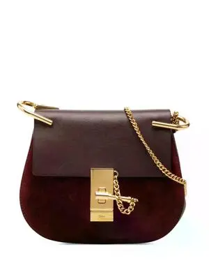 Chloé 2014-2020 Mini Bicolor Suede And Calfskin Drew Crossbody Bag - Red