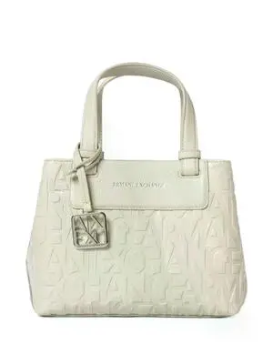 Emporio Armani Logo-debossed Grained Tote Bag - Neutrals
