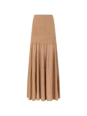Rabanne Fine-knit Pleated Maxi Skirt - Neutrals