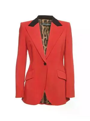 Dolce & Gabbana Velvet Collar Tailored Blazer - Red
