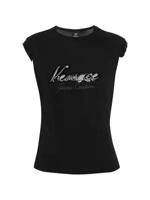 Versace Logo-embroidered Top - Black