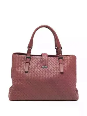 Bottega Veneta Medium Roma Intrecciato Tote Bag - Red