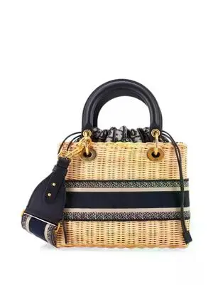 Dior Lady Bag Wicker And Oblique Canvas Medium Tote Bag