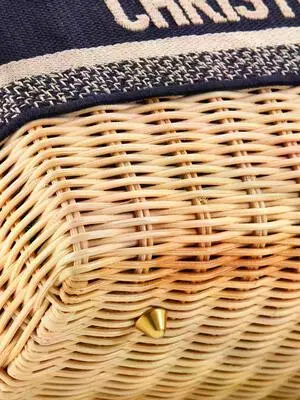 Dior Lady Bag Wicker And Oblique Canvas Medium Tote Bag