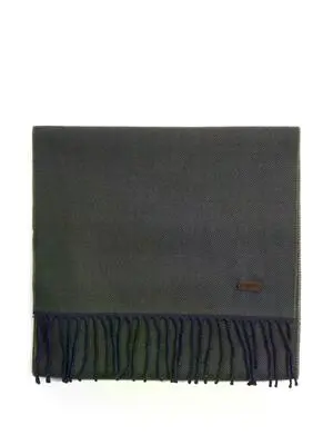 Eton Fringed Knitted Scarf - Green