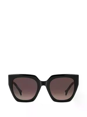 Carolina Herrera Monogram-plaque Geometric-frame Sunglasses - Black