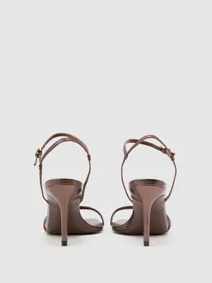 REISS Margot Leather Metallic Strappy Heeled Sandals