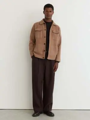 REISS Lockwood Boiled Wool Twin-pocket Overshirt - Camel