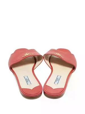 Prada Saffiano-leather Logo-plaque Sandals - Red