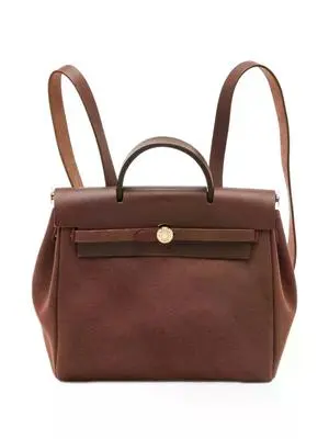 Hermès 2001 Herbag Leather-trim Tote Bag - Brown
