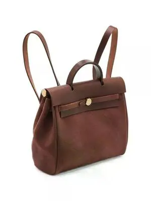 Hermès 2001 Herbag Leather-trim Tote Bag - Brown