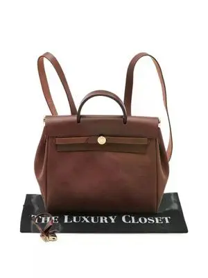 Hermès 2001 Herbag Leather-trim Tote Bag - Brown
