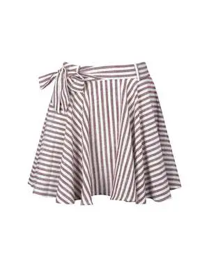 MISS CIRCLE NEW YORK Xolani & White Striped Linen Mini Skirt - Red