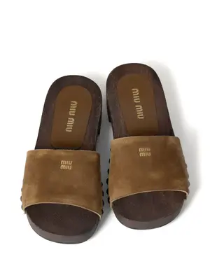 Miu Miu Zoccoli Scamosciato Delave - Cannella