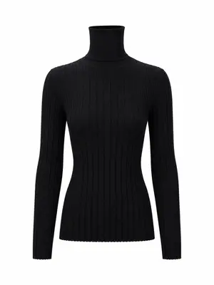 LA ROSE Collo Alto Cashmere+seta - Nero