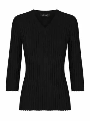 LA ROSE Collo A V Cashmere+seta - Nero