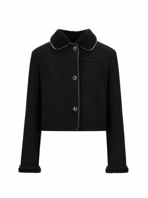 LA ROSE Giubbino In Pelle Montone Nero - Black